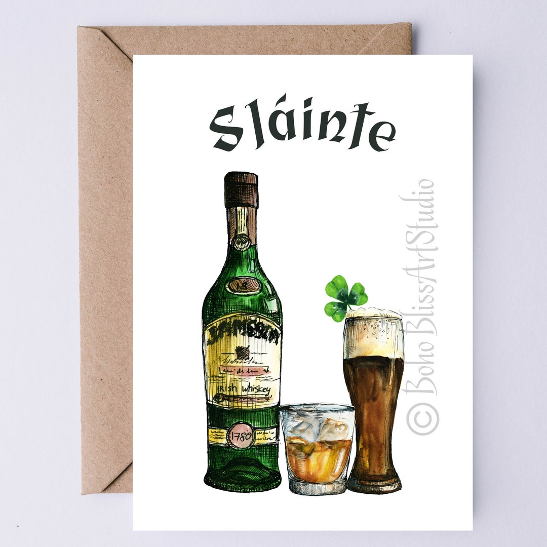 DIGITAL CARD Sláinte Printable Card Irish Gaelic Toast to Your Health ...