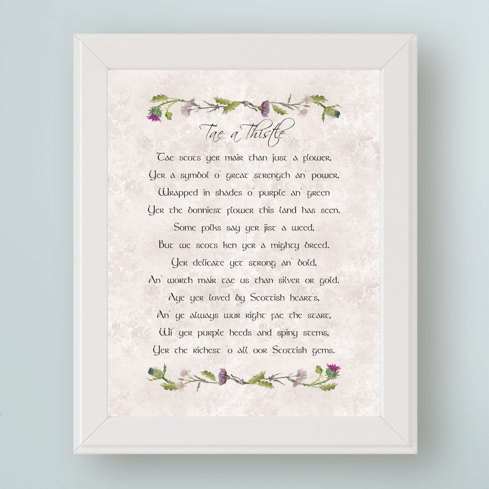Scottish Thistle Printable Art - Tae a Thistle Poem - Scottish Art ...