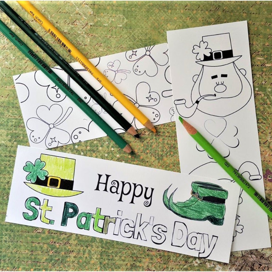 St. Patrick's Day Bookmarks to Color 2 Printable Sheets of 6 Total ...