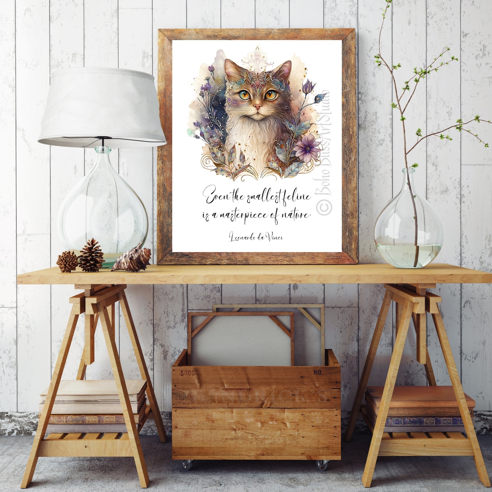 Leonardo Da Vinci Cat Quote Digital Art Print Even the Smallest Feline ...