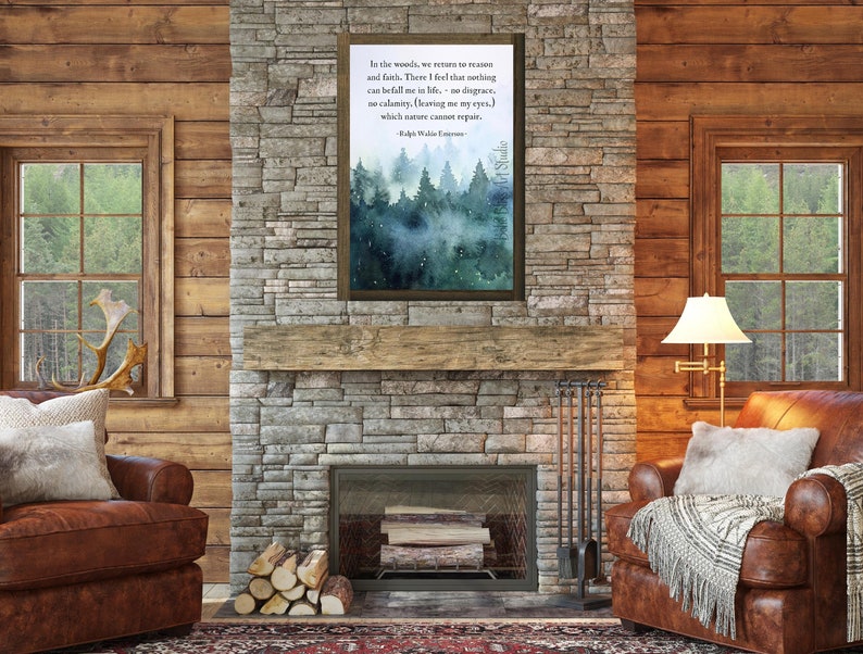 Ralph Waldo Emerson Quote Printable Wall Art in the Woods We Return to ...