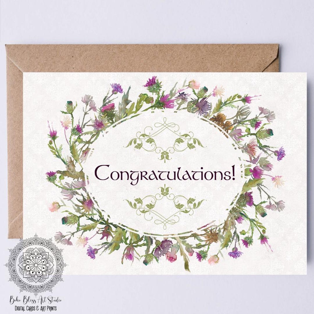 Scottish Thistle Art Congratulations DIGITAL Card for Graduation ...