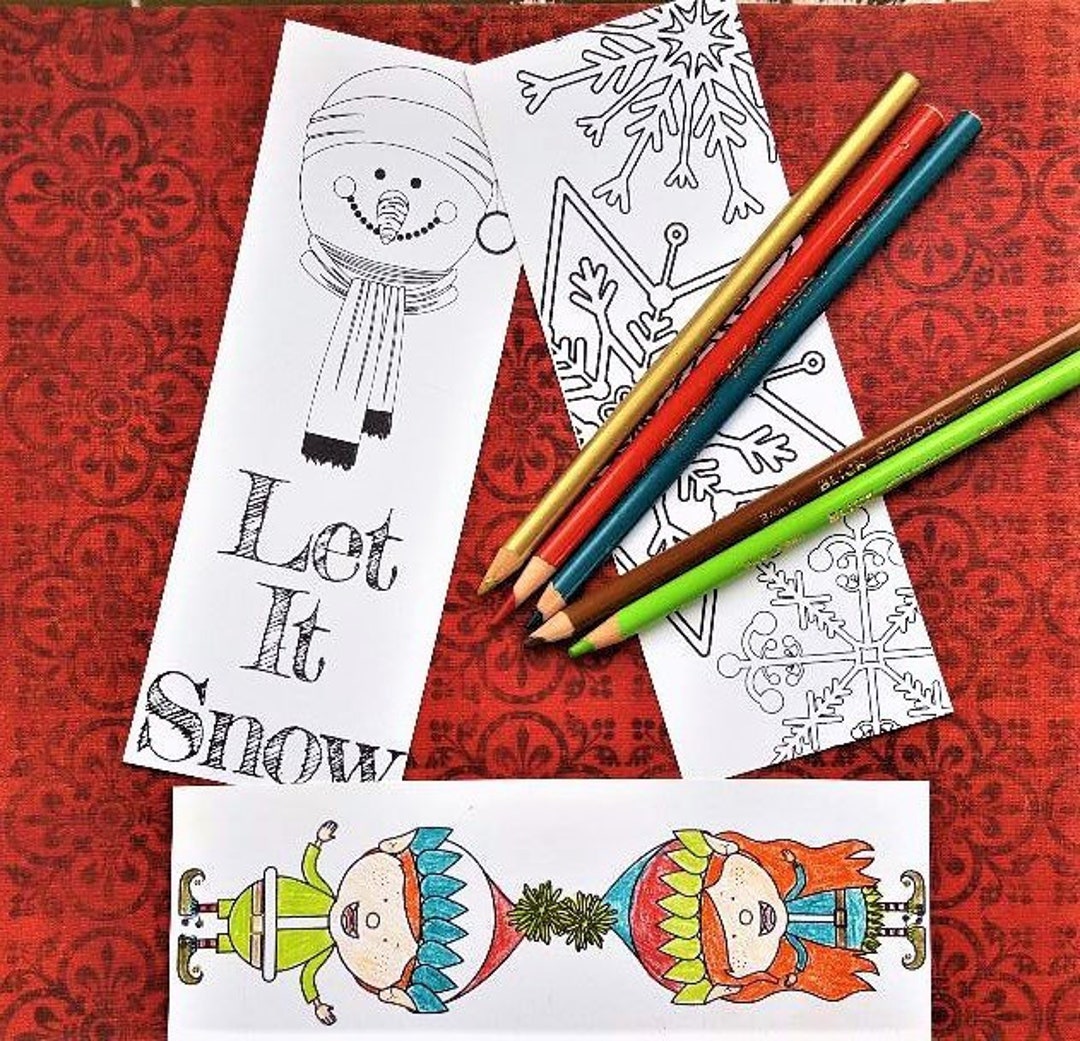 Printable Christmas Bookmarks to Color - Digital DIY Holiday Bookmarks ...