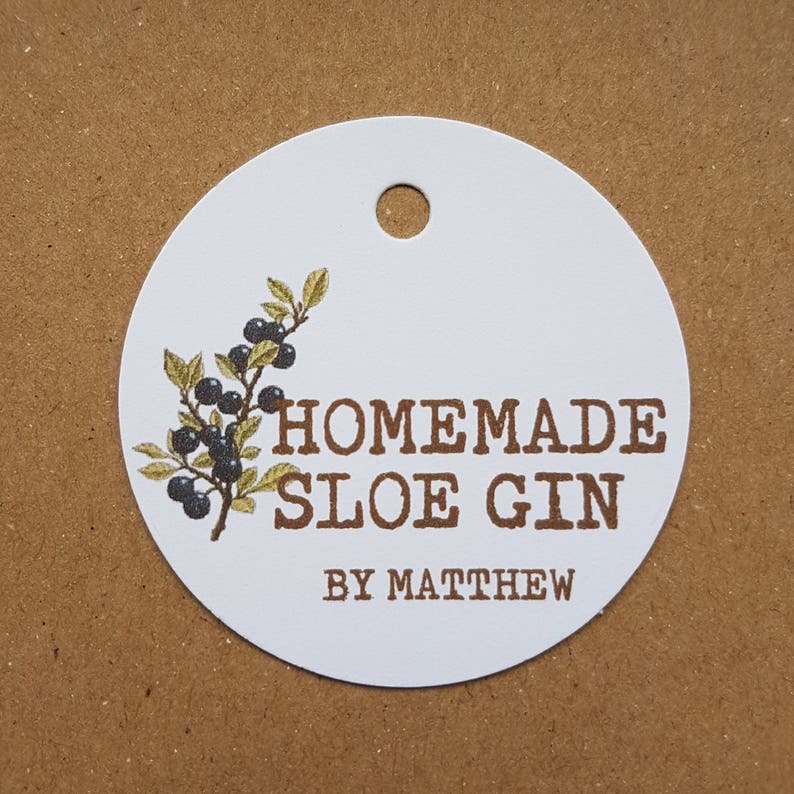 10x Personalised Homemade Sloe Gin Tags Handmade Tags Bottle - Etsy
