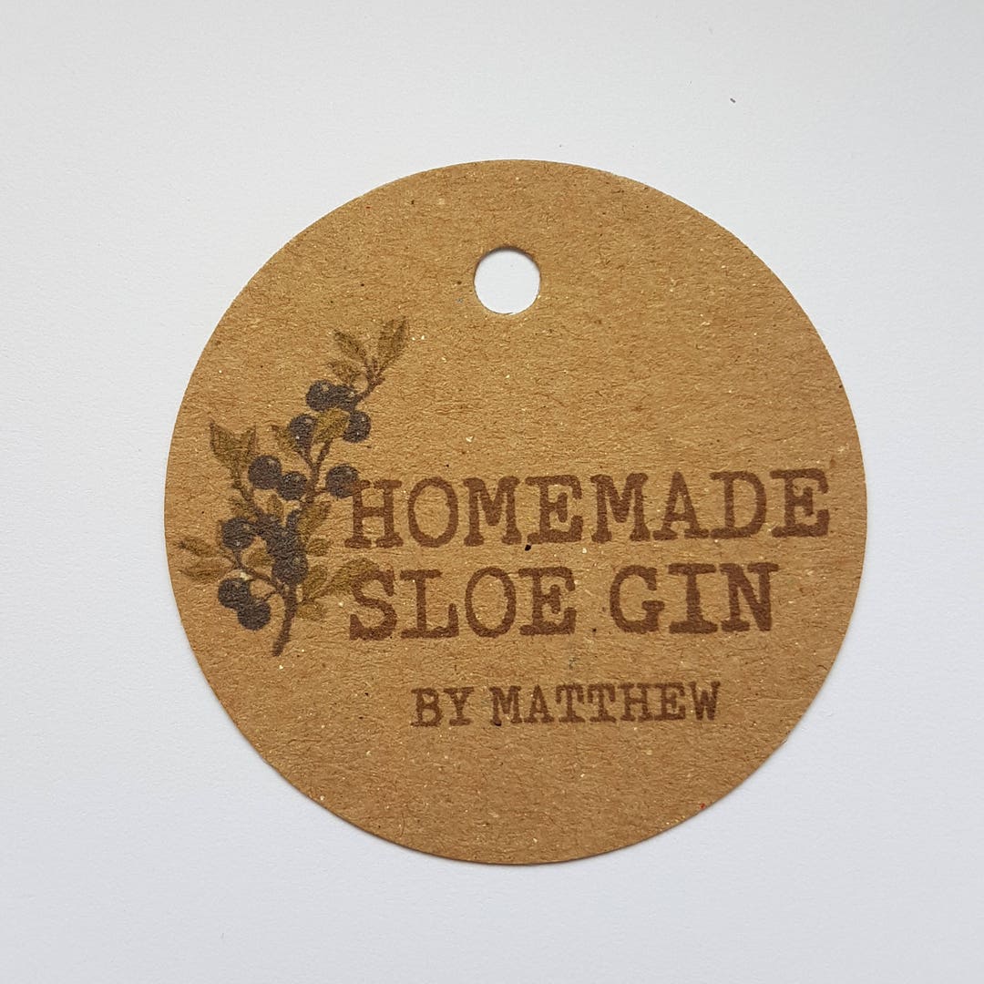 10x Personalised Homemade Sloe Gin Tags, Handmade Tags, Bottle Tags ...