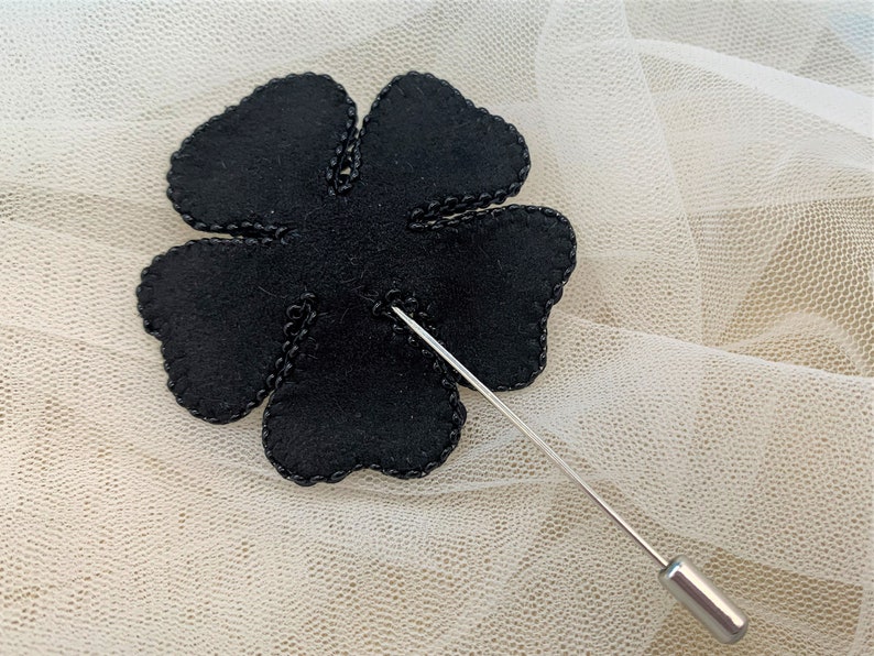 Black Beaded Flower Pin Gift for Her - Etsy