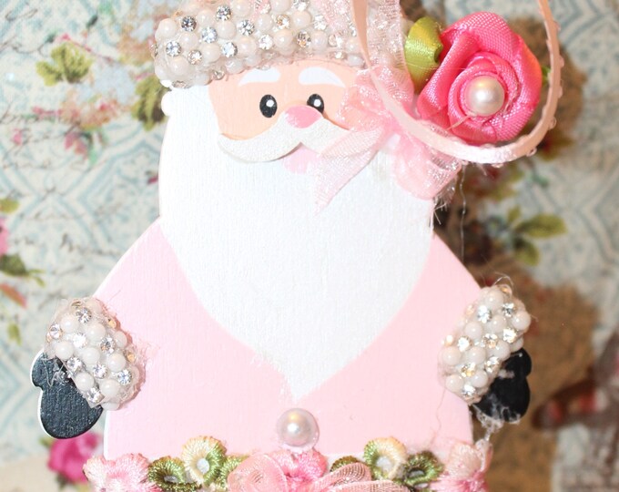 Pink Santa Ornament Shabby Chic Santa Christmas Ornament Victorian ...