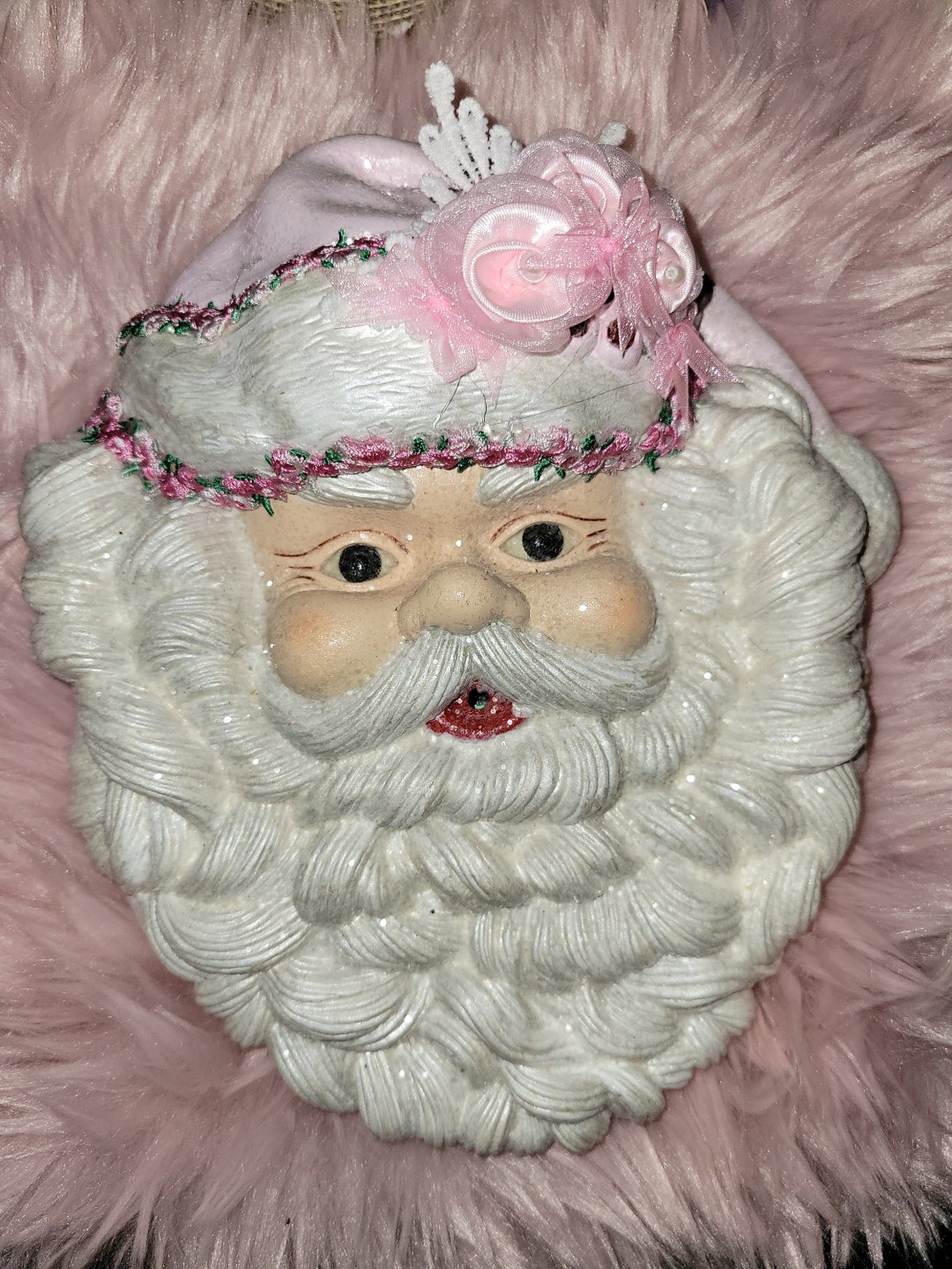 Pink Santa Shabby Pink Santa Pink Christmas Victorian Christmas Cottage ...