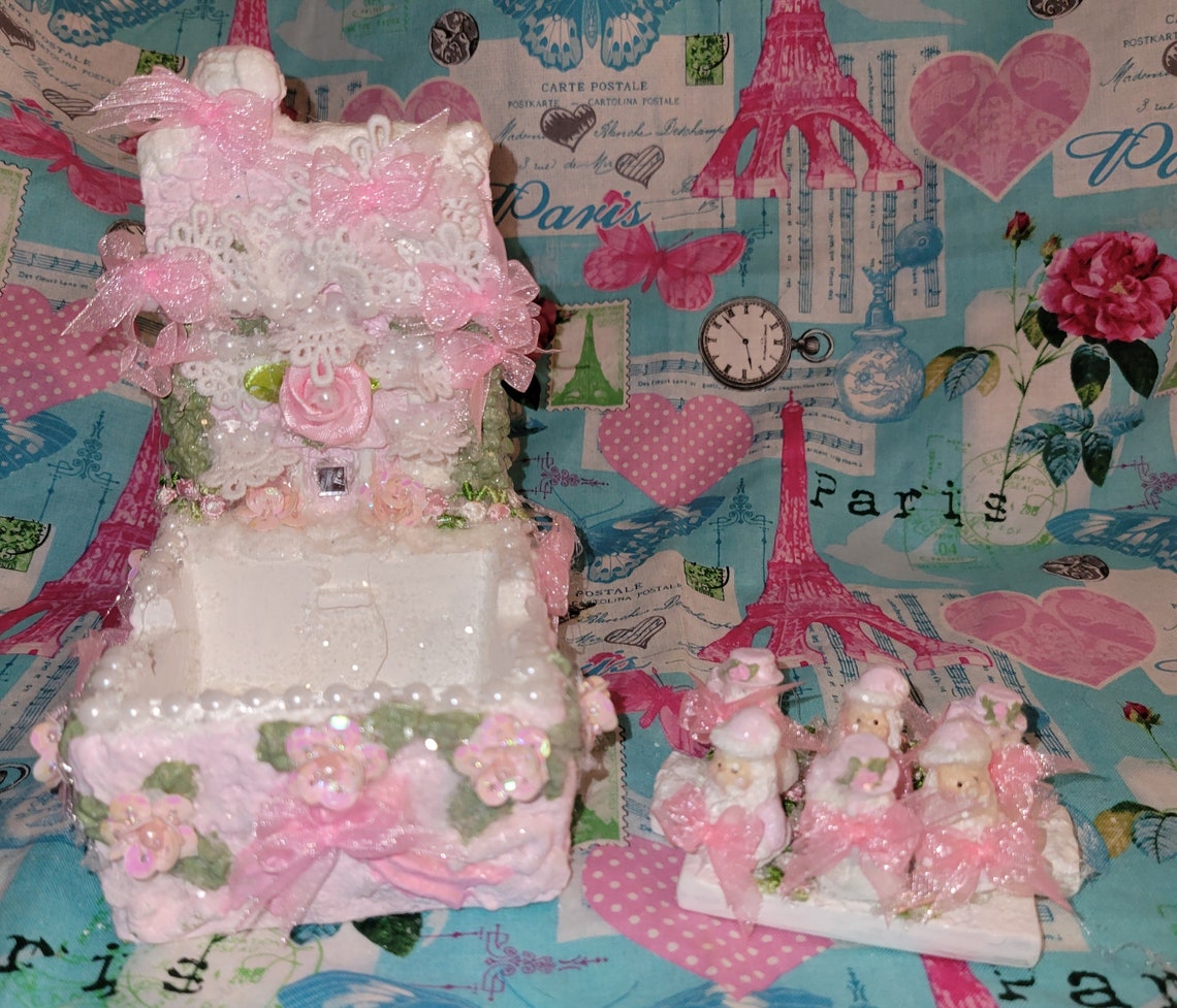 Shabby Chic Christmas Victorian Christmas Tic Tac Toe Game Cottage Pink ...