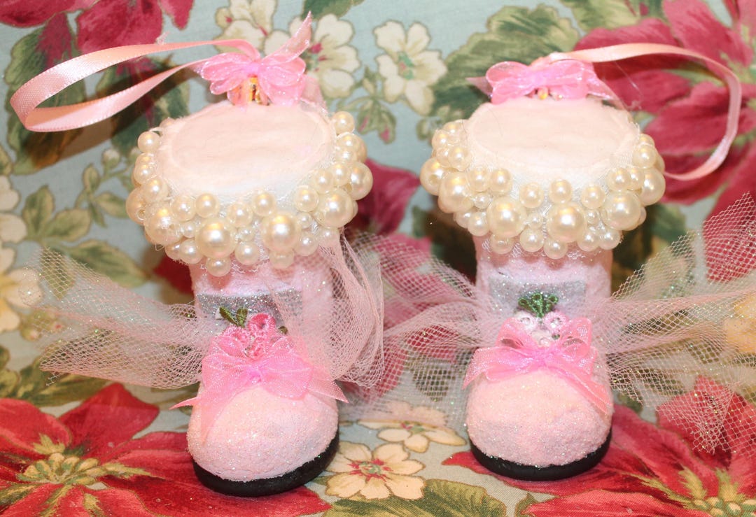 OOAK Pink Santa Ornament Candyland Santa Boot Ornament Shabby Pink ...