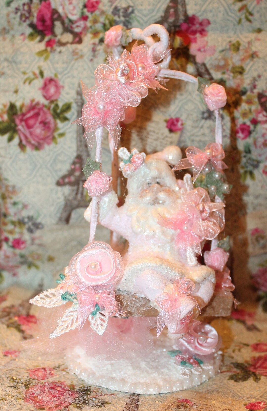 Pink Santa Shabby Chic Santa Pink Christmas Victorian Christmas ...