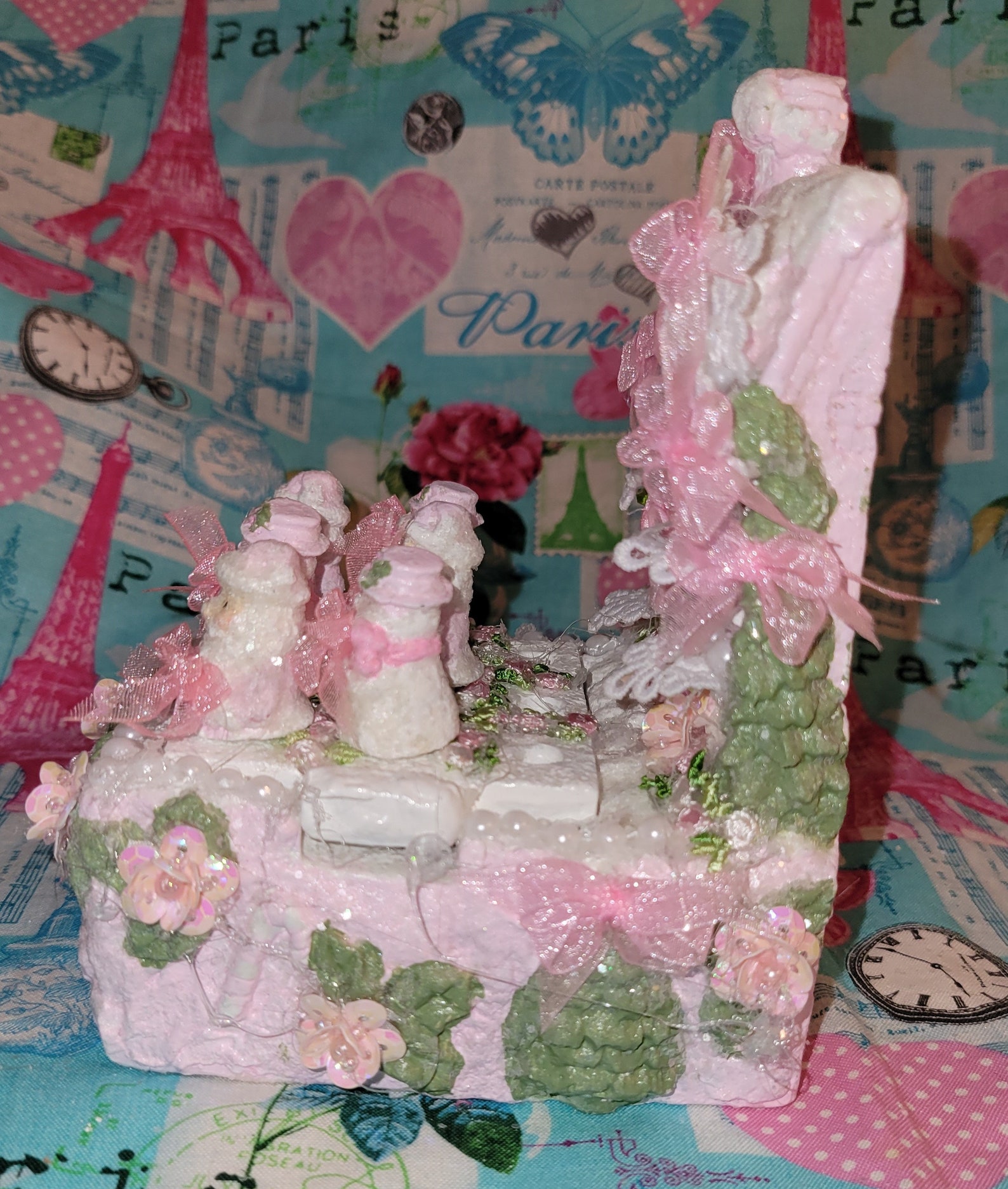 Shabby Chic Christmas Victorian Christmas Tic Tac Toe Game Cottage Pink ...