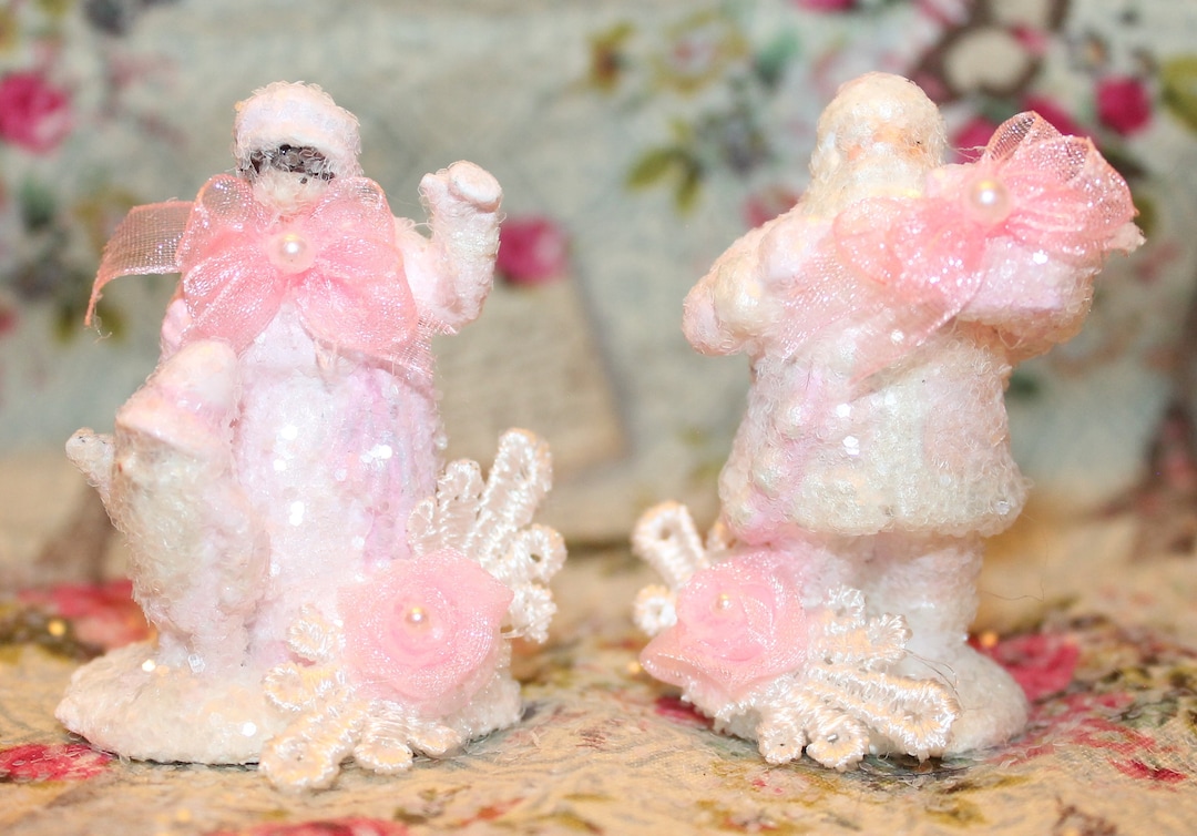 Pink Shabby Santa Mrs Santa Christmas Village Dollhouse Victorian ...