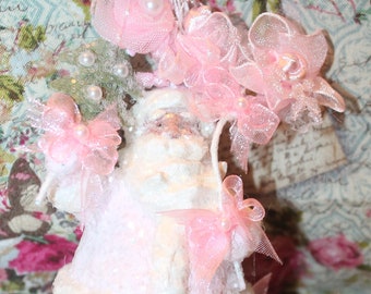 Pink Santa Ornament Shabby Chic Santa Christmas Ornament Victorian ...