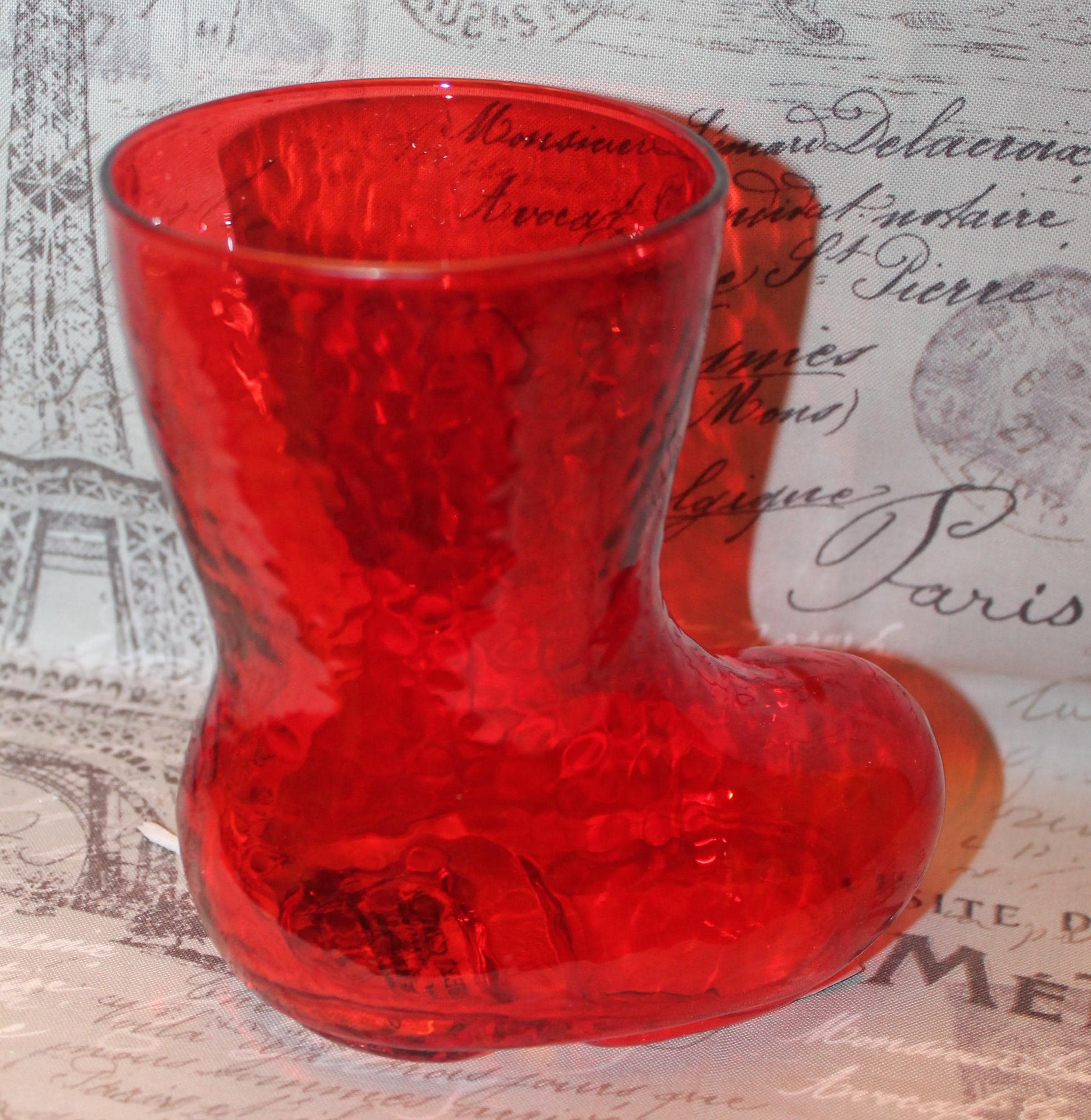 Red Santa Boot Cup Punch Cup Candyland Christmas Glass Victorian Santa ...