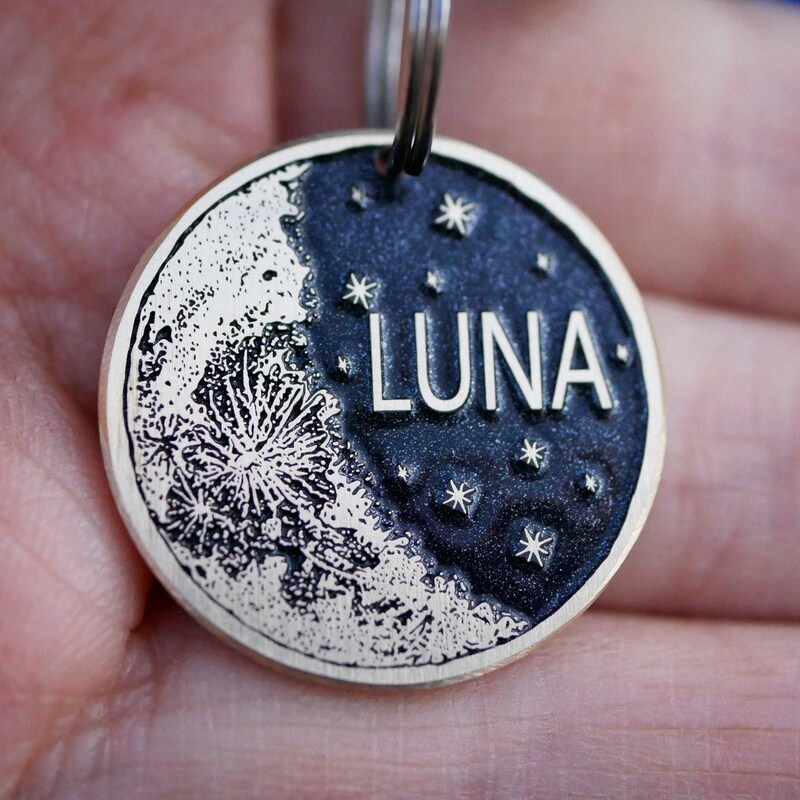 Moon Dog Tag - Etsy