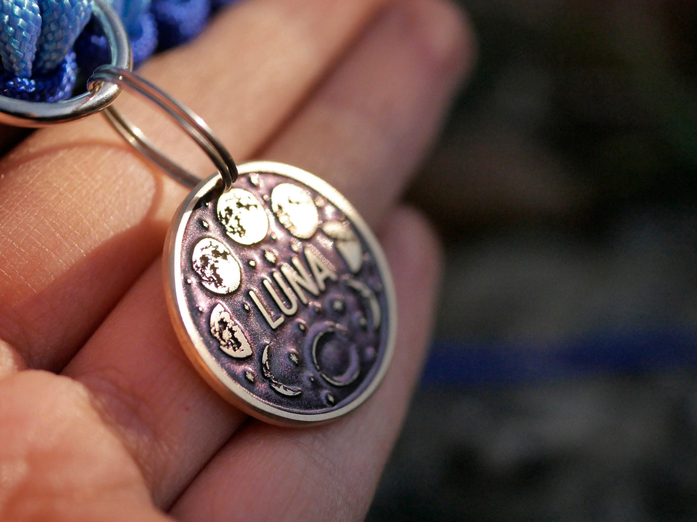 Luna Dog Tag Moon Phase Cat Tag Custom Name Dog Tag for Dog - Etsy