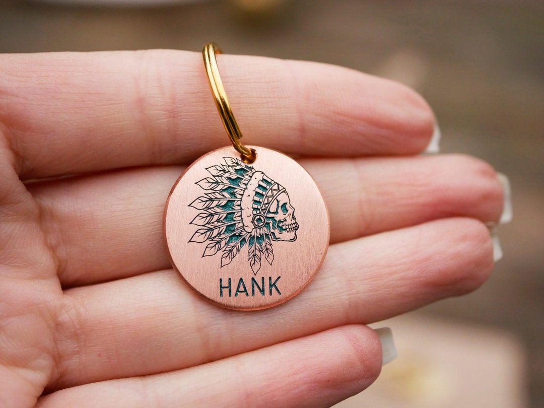 Indian Chief Dog Tag, Custom Personalized Pet Id Tag, Native American ...
