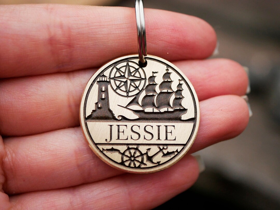 Lighthouse Dog Tag Personalized, Nautical Custom Pet Id Tag, Ship Cat ...