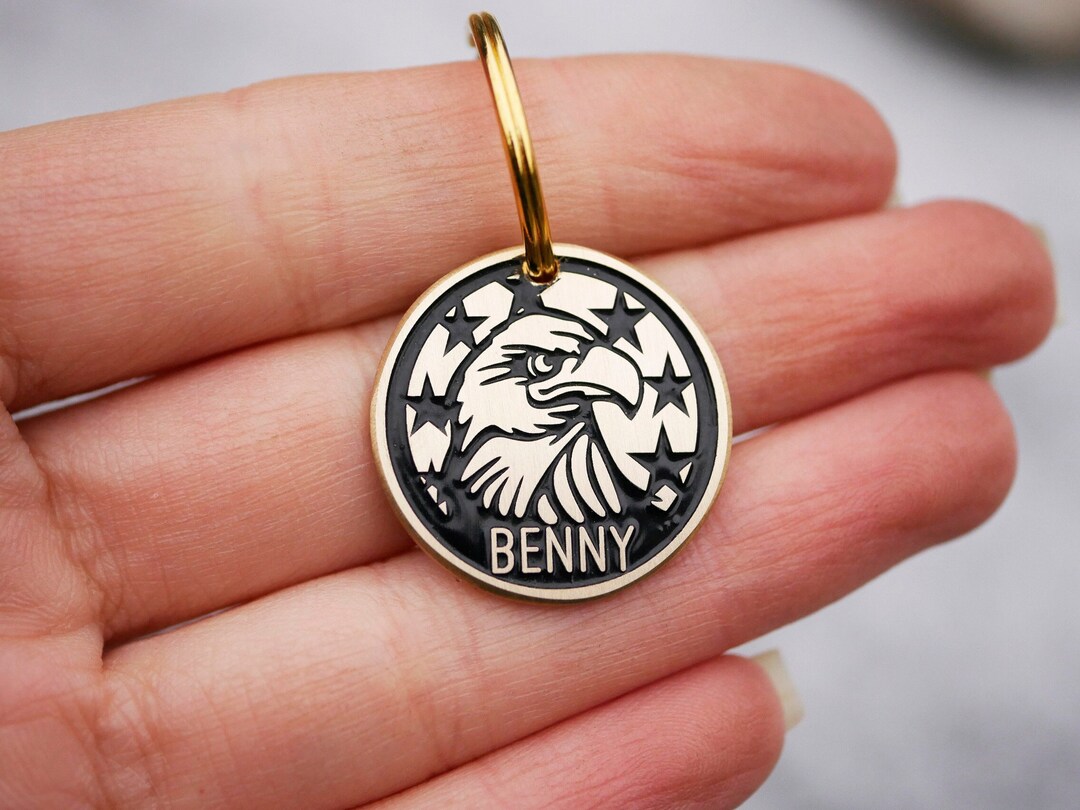 American Eagle Dog Name Tag, Personalized Pet Id Tag, Custom Endraved ...