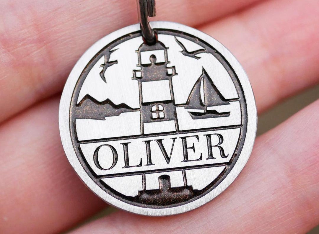 Personalized Dog Tag, Lighthouse Custom Name Pet Id Tag, Nautical Cat ...