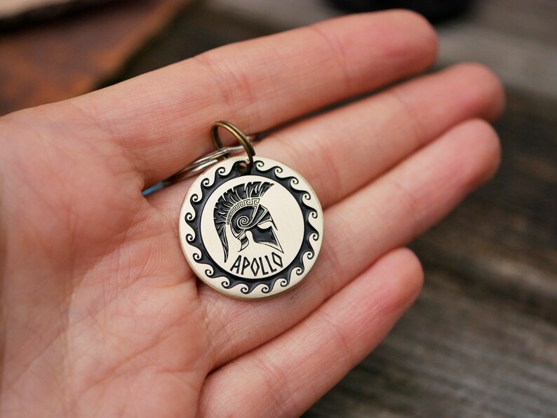 Greek Dog or Cat Tag Personalized Spartan Helmet Pet Id Tag - Etsy