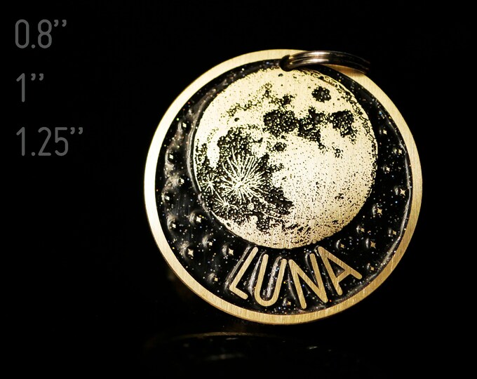 Custom Dog Id Tag Pet Tag With Moon and Start Luna Pet Id Tag - Etsy