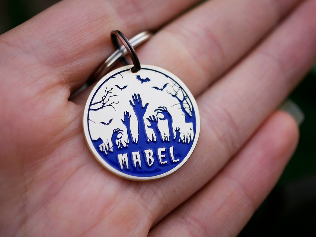 Halloween Dog Tag Personalized, Zombie Pet Id Tag for Dogs, Cat Name ...
