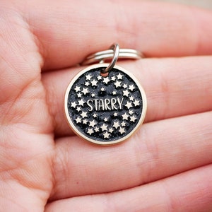Stars Dog Tag Personalized, Celestial Custom Name Dog Collar Tag, Pet ...