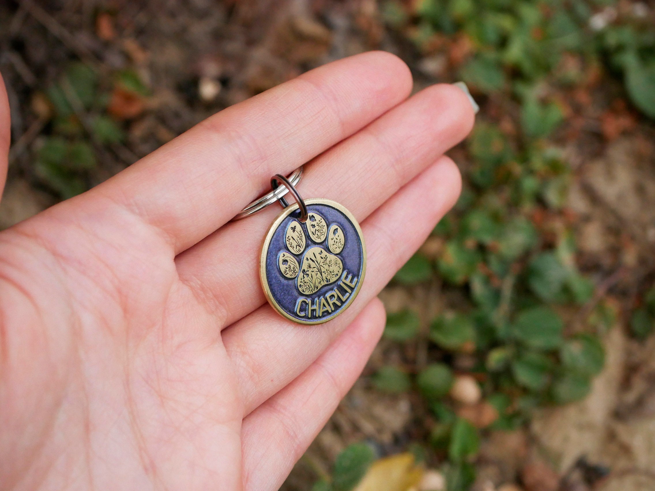 Floral Paw Dog Tag Personalized Custom Pet Id Tag Cat Name - Etsy