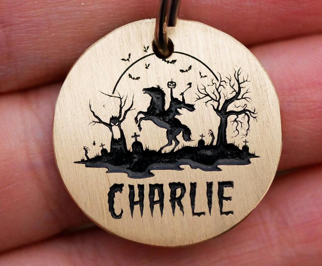 Halloween Dog Name Tag Personalized, Headless Horseman Dog Tag for Dogs ...