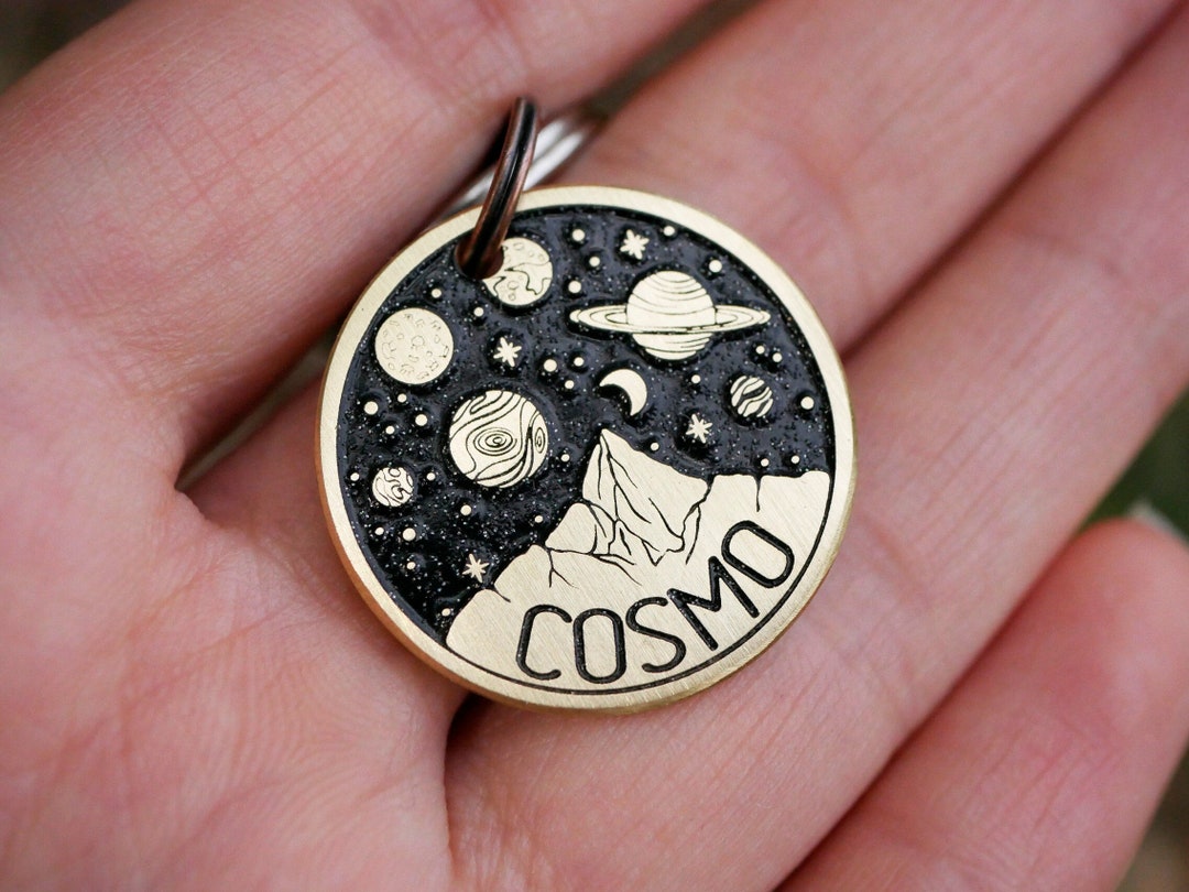 Space Dog Tag Personalized, Planet Pet Id Tag, Galaxy Pet Name Tag ...
