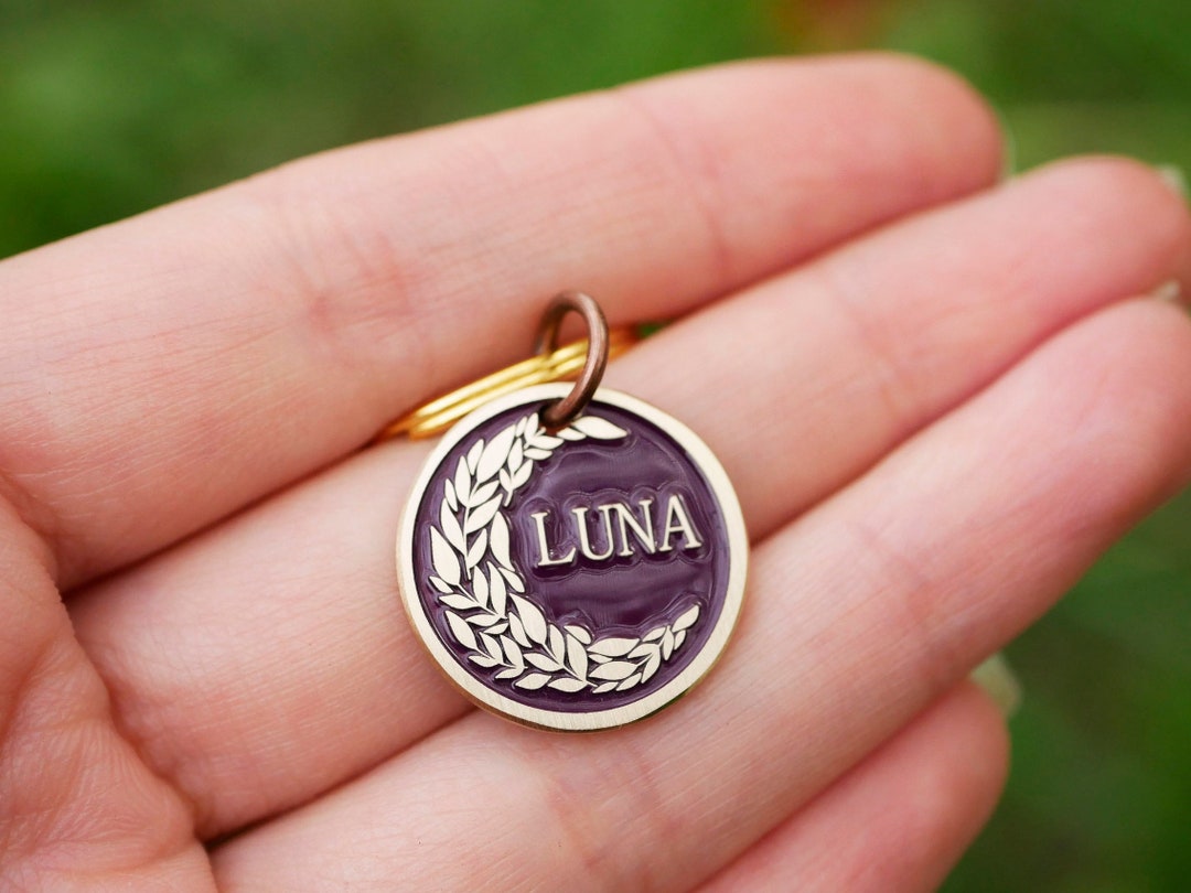 Leaves Moon Dog Name Tag, Personalized Pet Id Tag, Custom Pet Tag ...