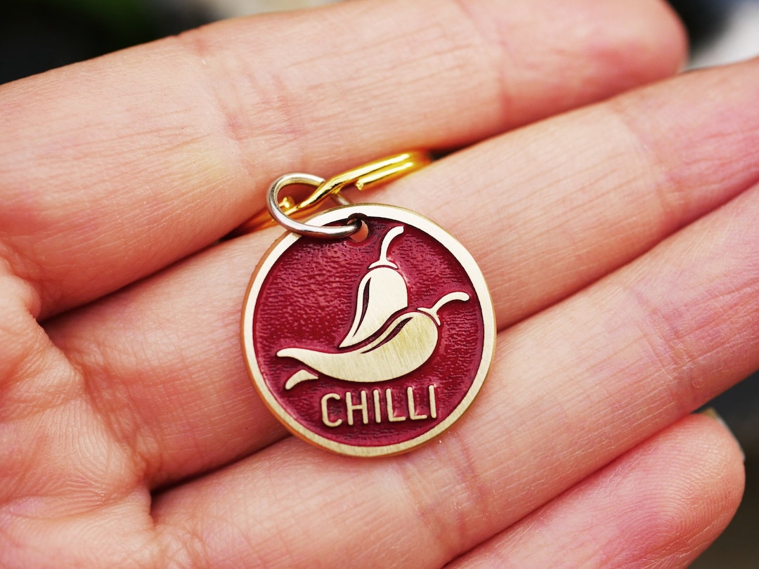 Chilli Dog Tag Personalized, Pepper Pet Id Tag, Custom Name Enamel Tag ...