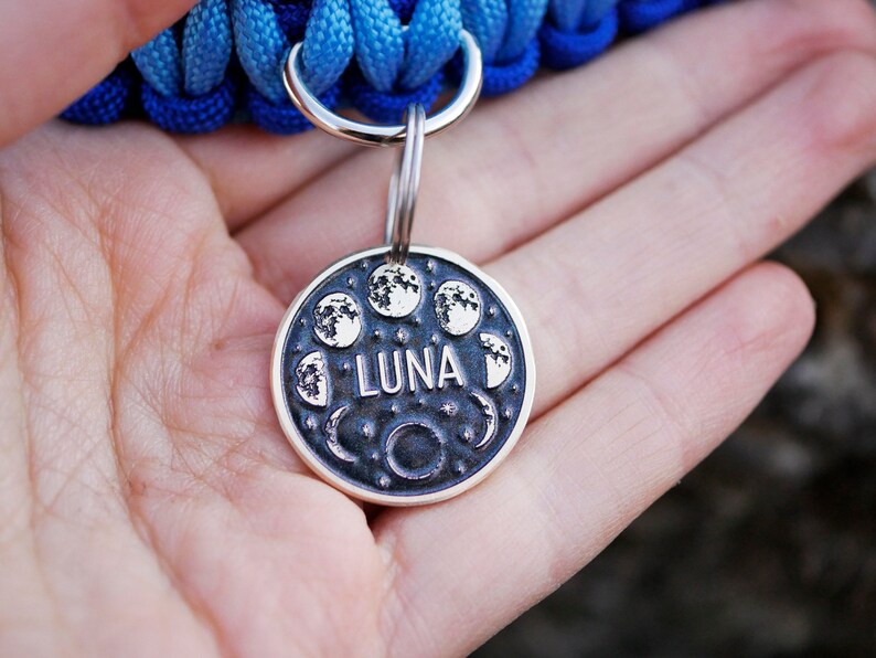 Luna Dog Tag Moon Phase Cat Tag Custom Name Dog Tag for Dog - Etsy