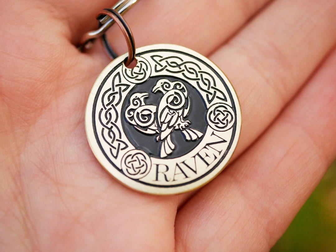 Raven Dog or Cat Tag, Viking Dog Tag for Dog Personalized, Custom Name ...