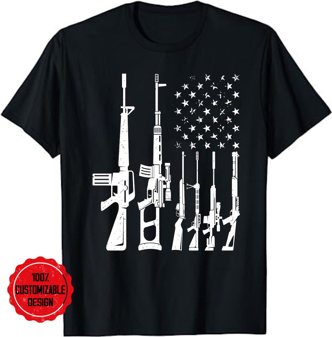 Distressed American Flag Guns T-shirt, Cool Pro Gun Gift Tee, Gun Owner ...