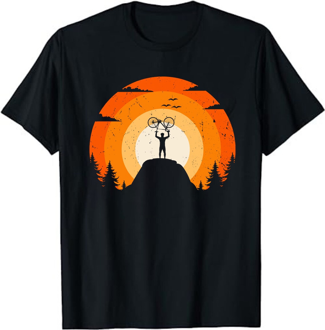 Sunset Mountain Bike Ride T-shirt, Cycling Short-sleeve Unisex T-shirt ...
