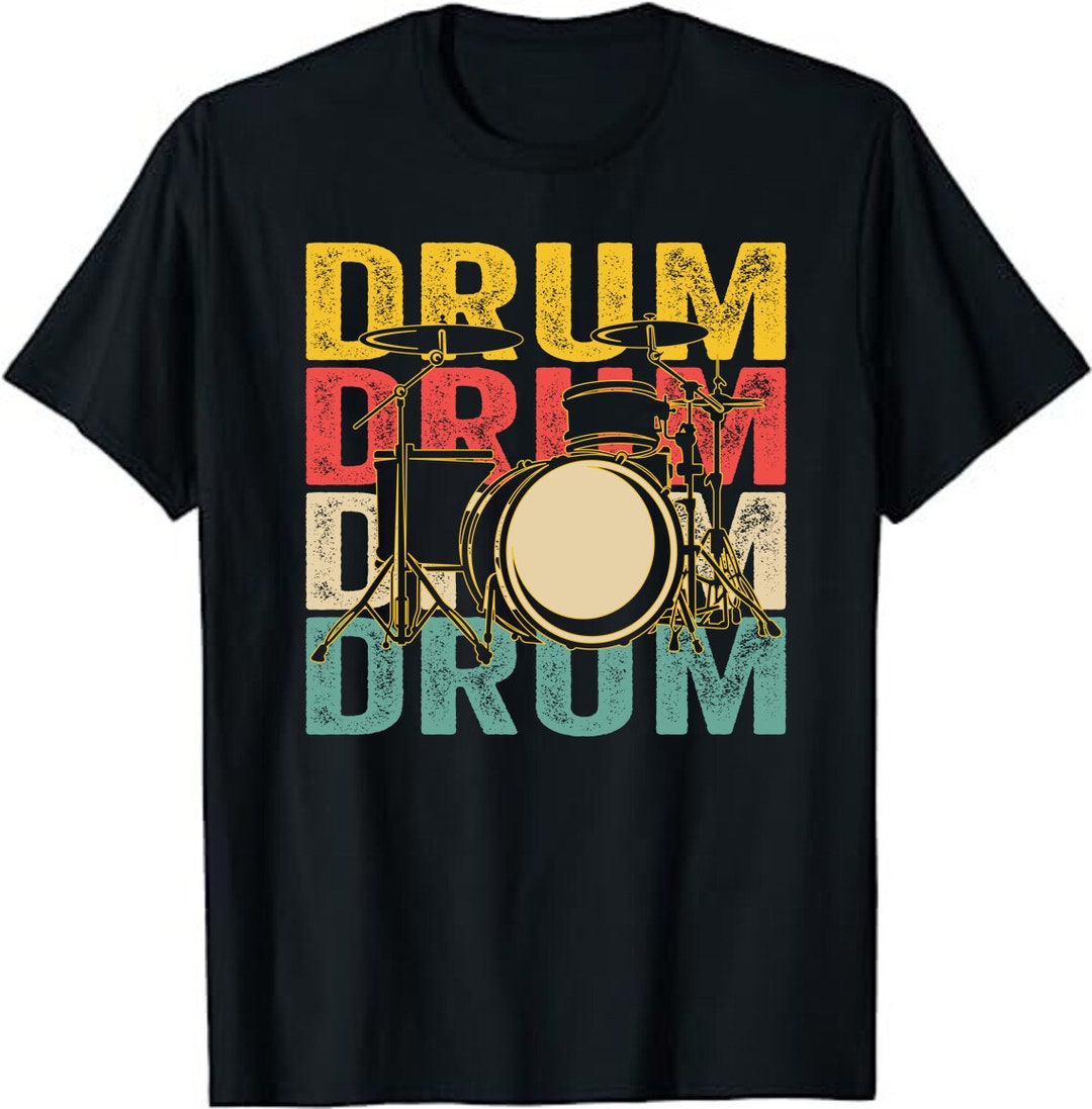 Retro Vintage Drum Set Drumset Drumming Funny Drummer Unisex T-shirt ...