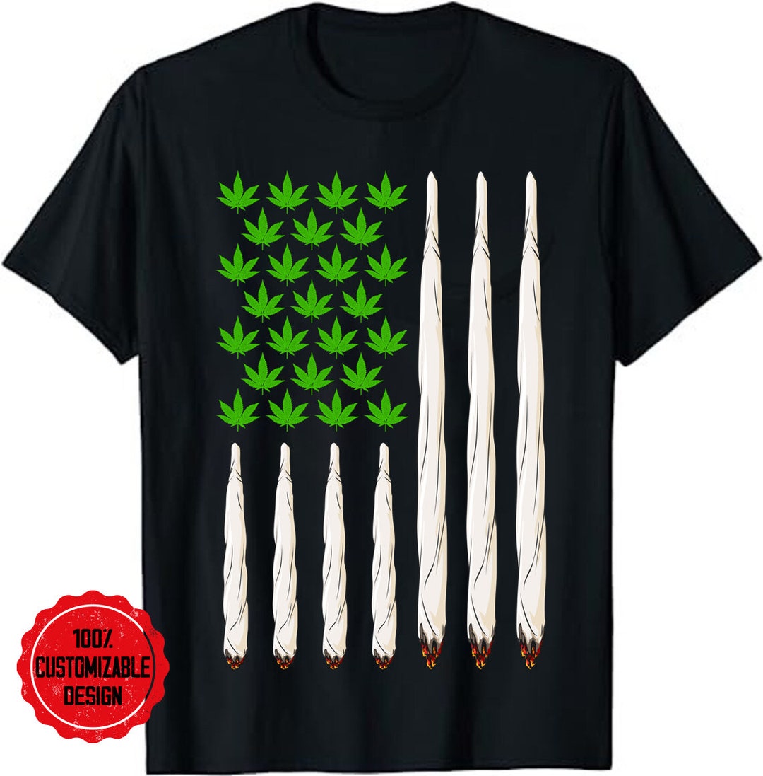 USA Flag Marijuana Funny Weed Leaf Flag Cannabis 4th of July T-shirt, Cannabis Smoker Shirts ...