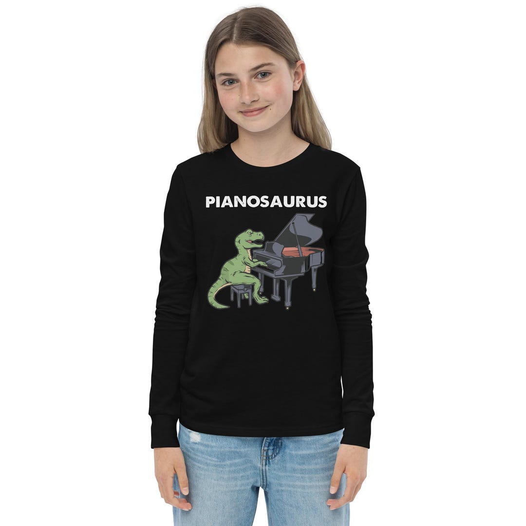Pianosaurus Piano Tyrannosaurus Rex - Trex Dinosaur Pianist Youth Long ...