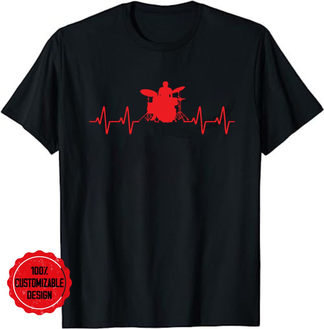 Heartbeat Drum Kit Drums Music Drummer T-shirt, Gift for Drummer, Band ...