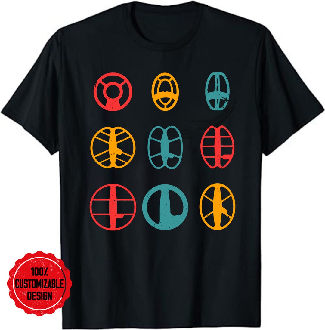 Metal Detecting Coils T Shirt, Treasure Hunting Equipment Retro Vintage ...