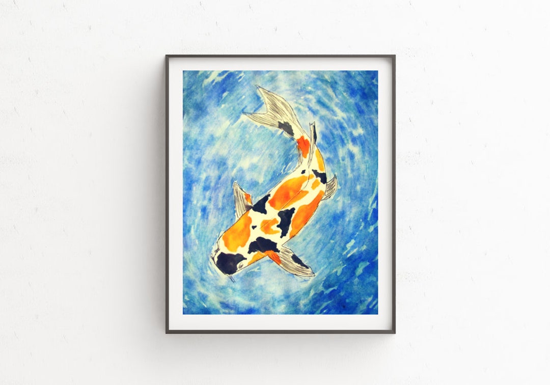 Koi Printable Art | Watercolor Koi Print | Instant Download | Seaside ...