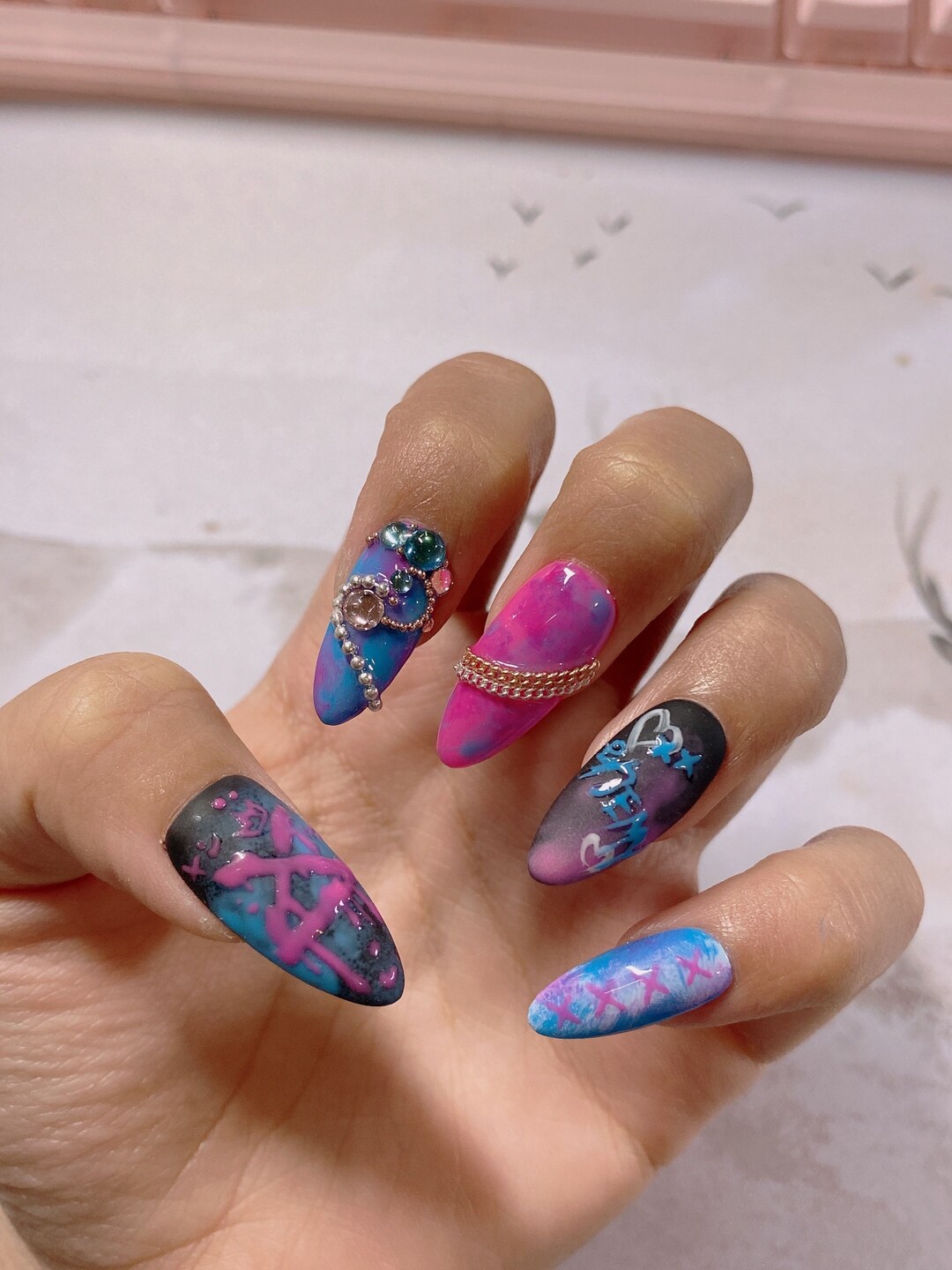 Arcane Jinx Smoke & Spray Paint Nails League of Legends - Etsy