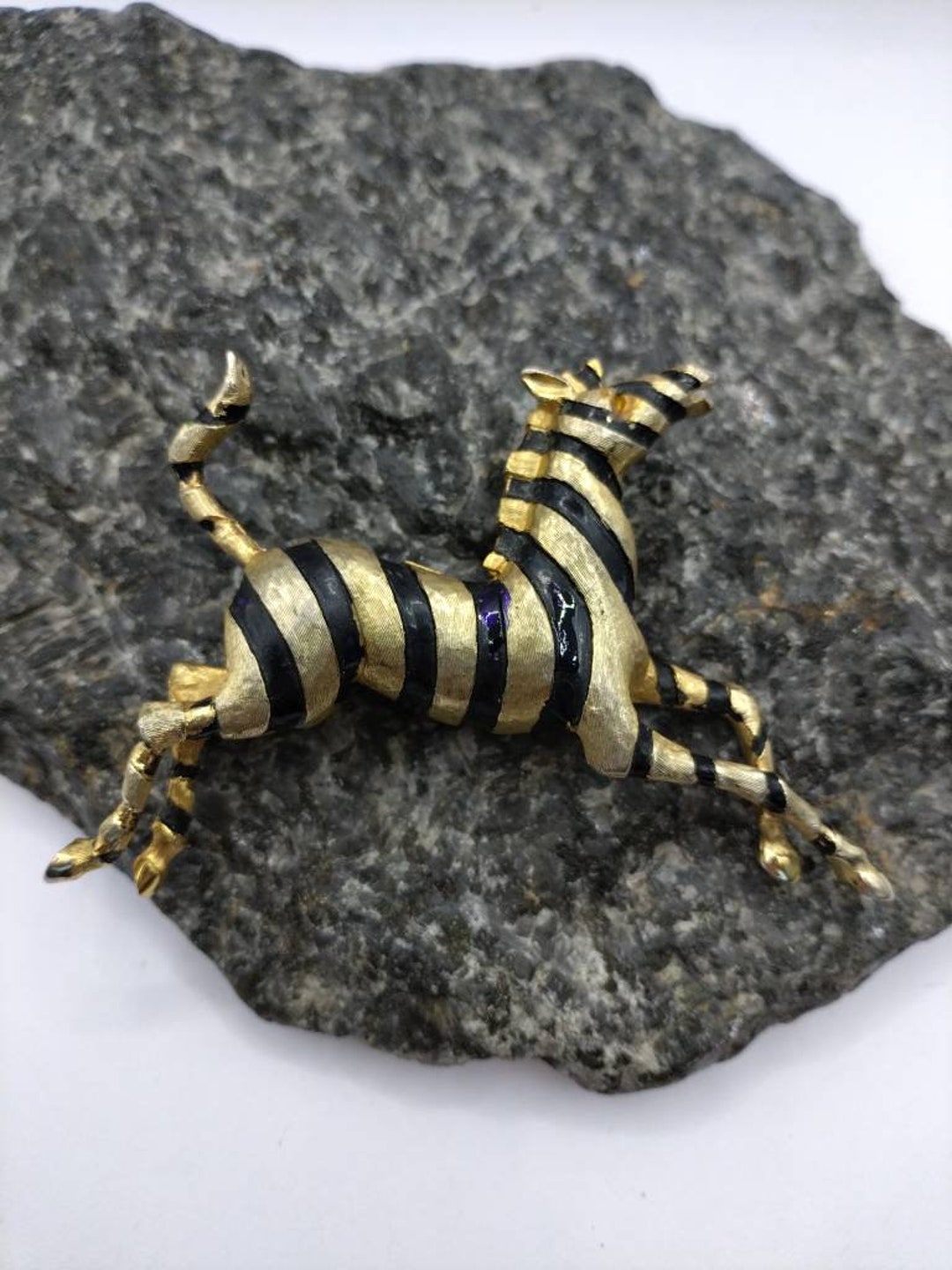 Vintage Hattie Carnegie Gold Tone and Black Prancing Zebra. Rare. - Etsy