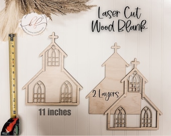 Church House Chapel Shape, Engraved Church With Steeple Building Cutout ...