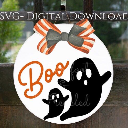 SVG Hey Boo With Ghost Door Hanger SVG Halloween Svg - Etsy UK