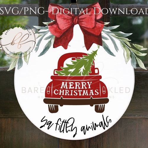 Svg Merry Christmas Door Hanger Svg Etsy
