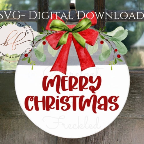 Merry Christmas Svg Leopard Svg Merry Christmas Door Hanger Etsy